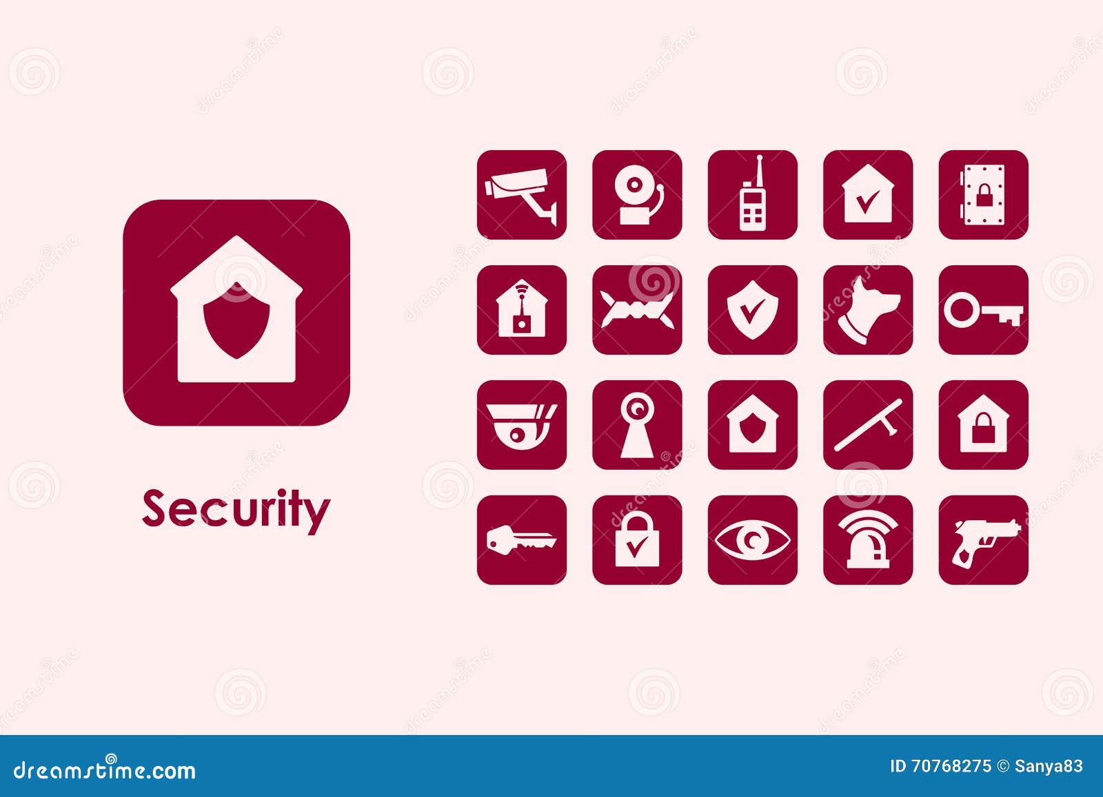 Set of Security Simple Icons Stock Vector - Illustration of collection ...