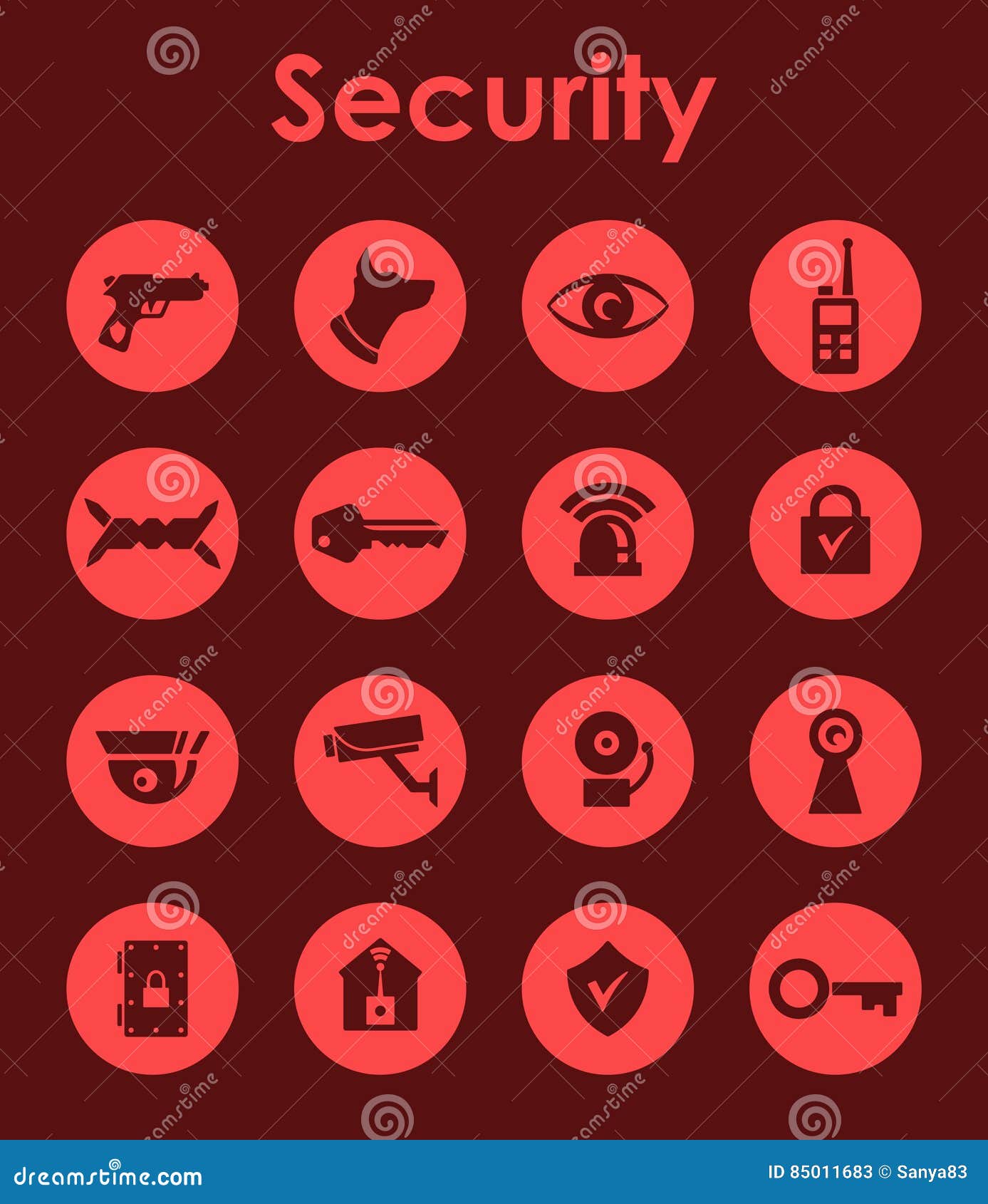 Set of Security Simple Icons Stock Vector - Illustration of monitoring ...