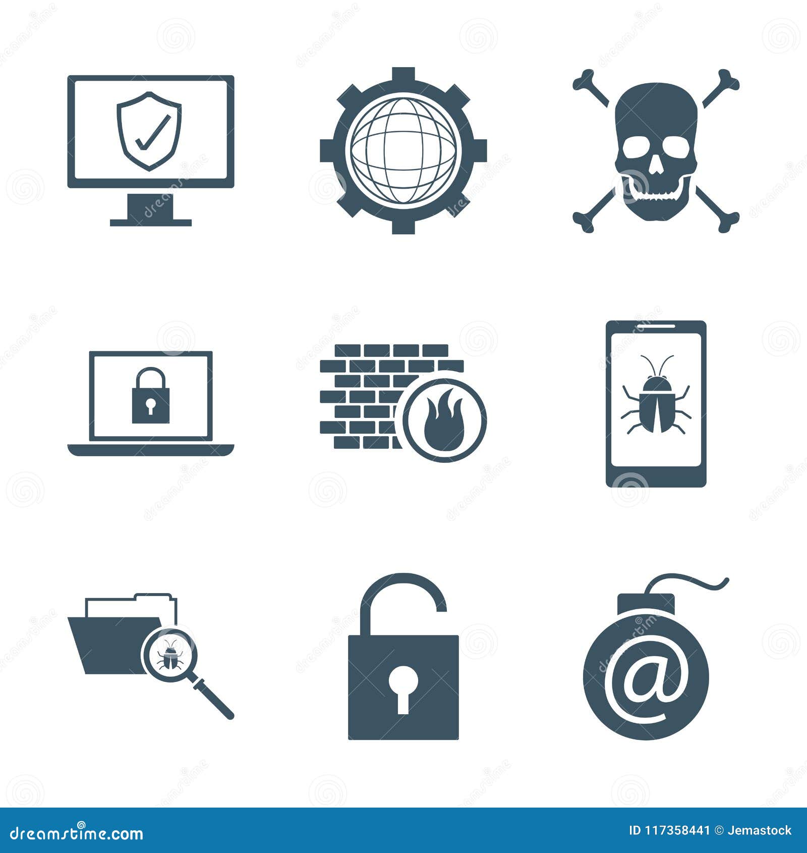 Set of Security System Symbols Stock Vector - Illustration of computer ...