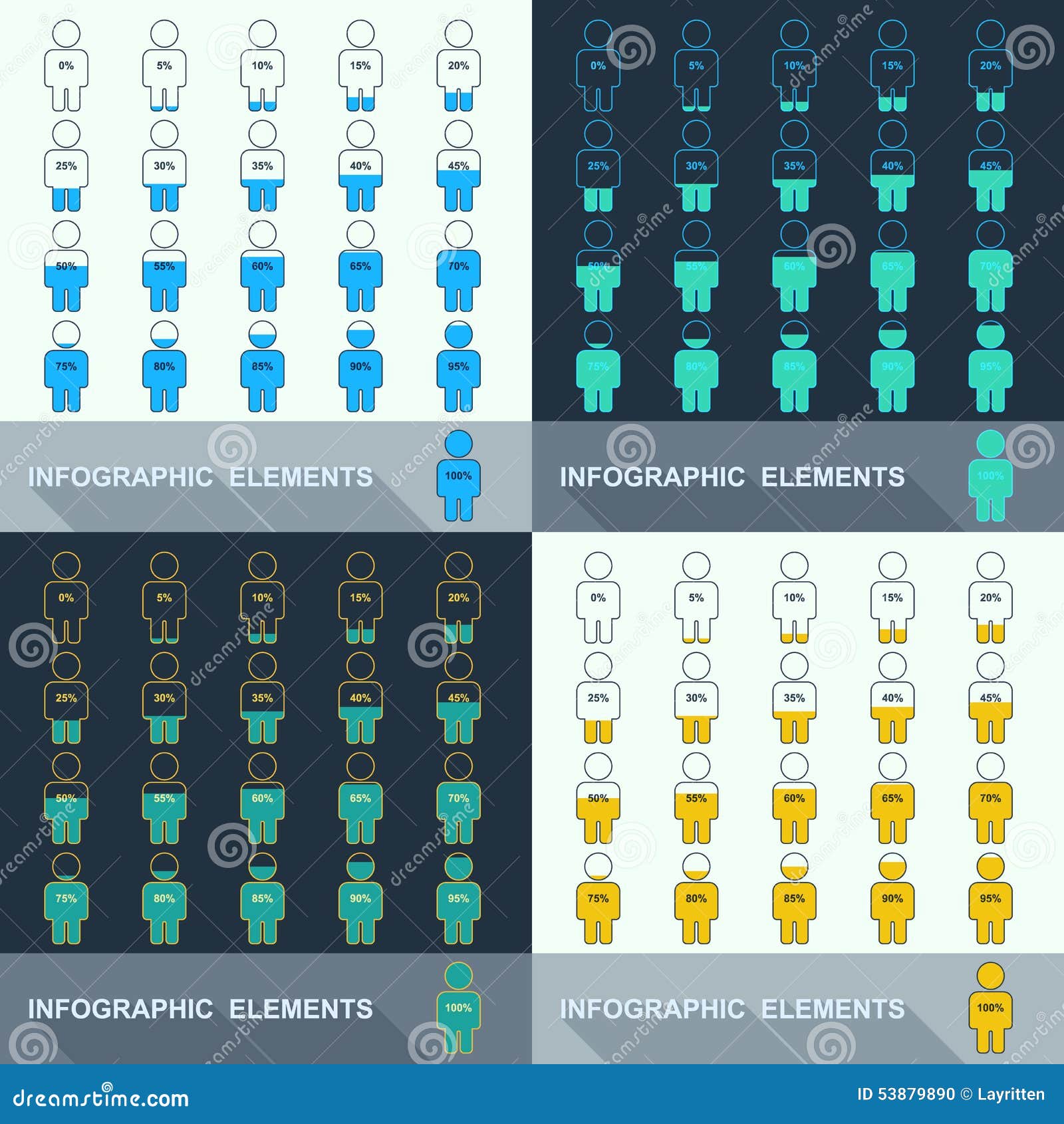 Set Segmented Charts in the Form of People. Stock Illustration ...