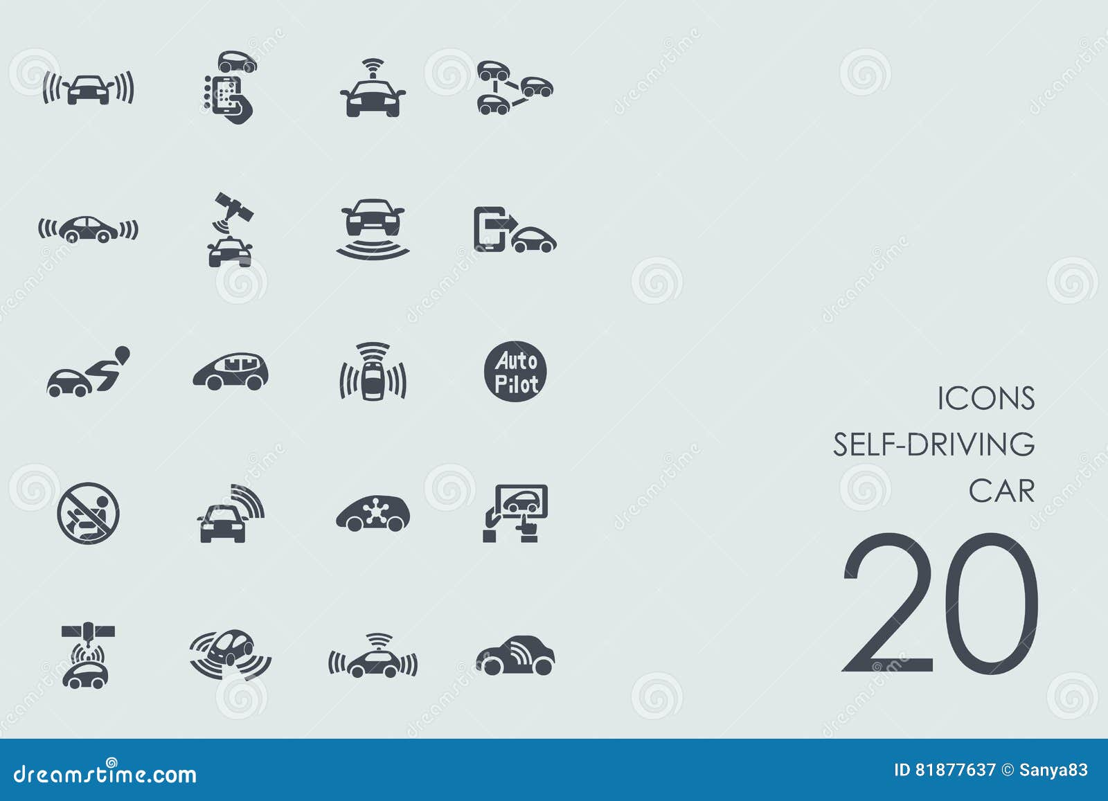 Set of Self-driving Car Icons Stock Vector - Illustration of diversity ...