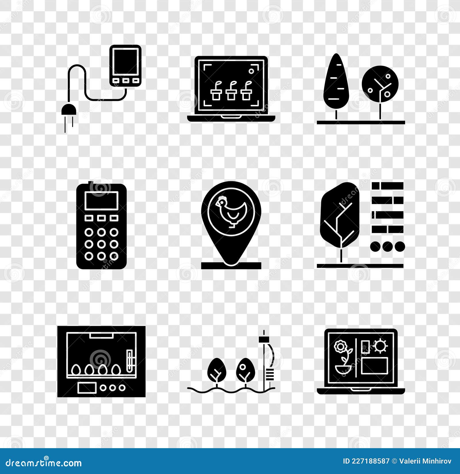 Set Sensor, Smart Farming Technology, Trees, Incubator for Eggs ...
