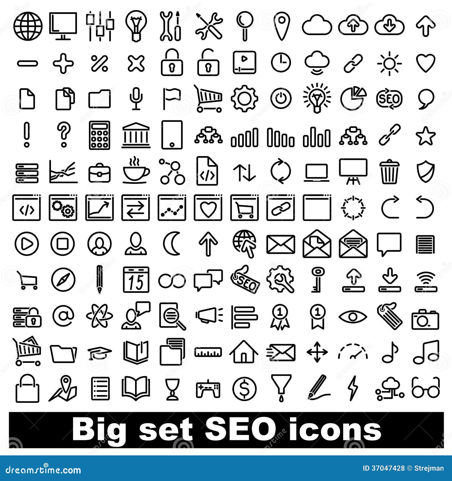 Set of SEO icons stock vector. Illustration of graphic - 37047428