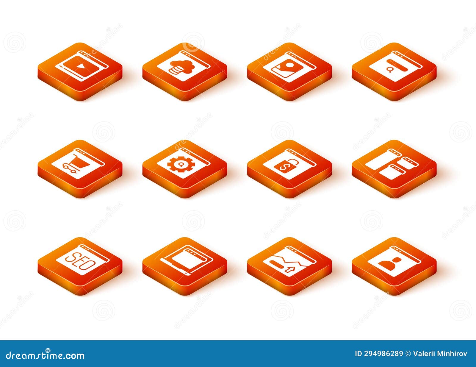 Set SEO Optimization, Laptop with Browser Window, Online Shopping Screen, Browser Setting ...