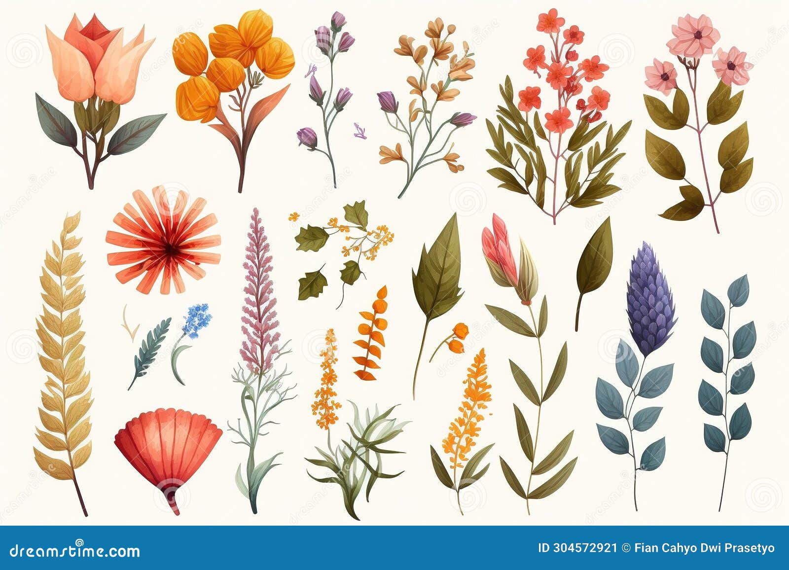 Set of Separate Parts of Flowers in Watercolors Stock Image - Image of ...