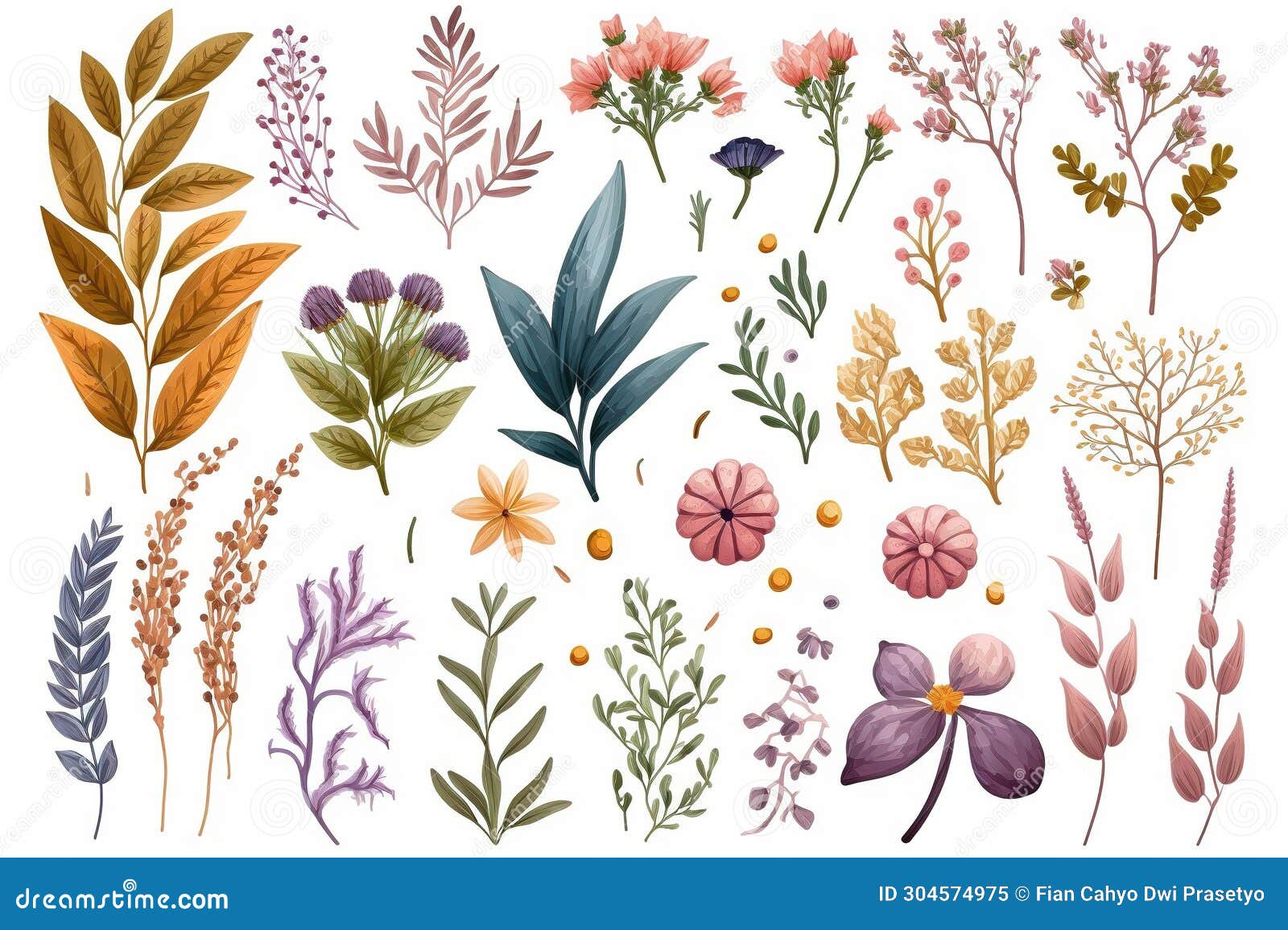 Set of Separate Parts of Flowers in Watercolors Stock Image - Image of ...