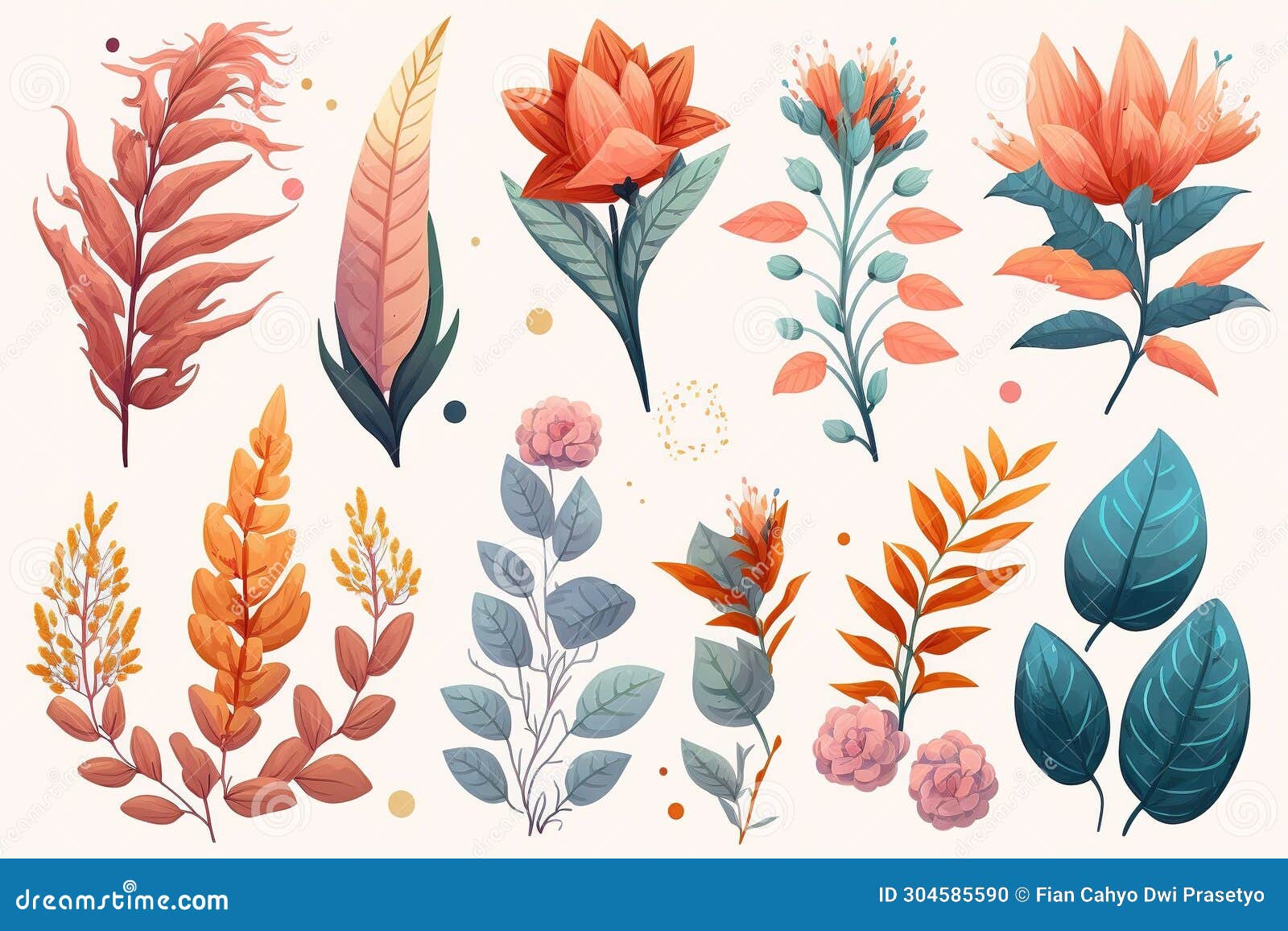 Set of Separate Parts of Flowers in Watercolors Stock Illustration ...