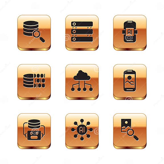 Set Server, Artificial Intelligence Robot, Neural Network, Network Cloud Connection, Binary Code ...