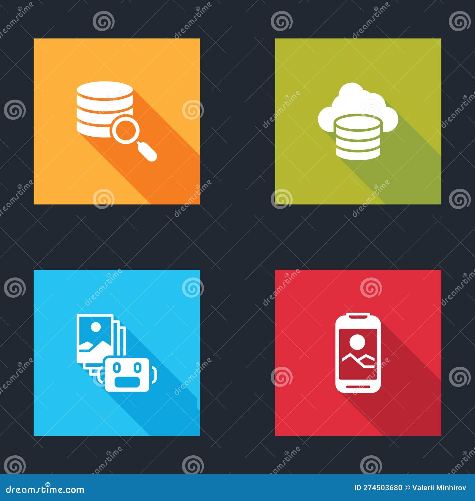 Set Server, Cloud Database, Artificial Intelligence Robot and Mobile Phone Icon. Vector Stock ...