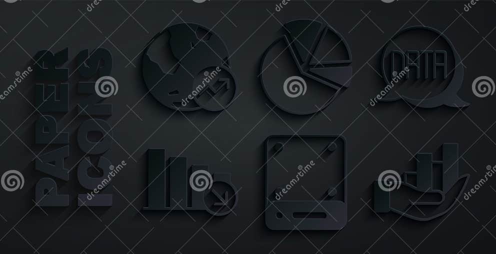 Set Server, Data Analysis, Financial Growth Decrease, Pie Chart Infographic, and Icon. Vector ...