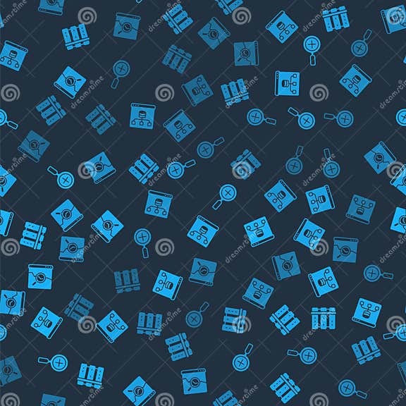 Set Server, Server, Data, Magnifying Glass and Delete and Website with Stocks Market on Seamless ...