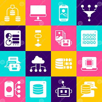 Set Server, Data, Processor CPU, Binary Code, Mobile Phone, Algorithm, Computer Api Interface ...