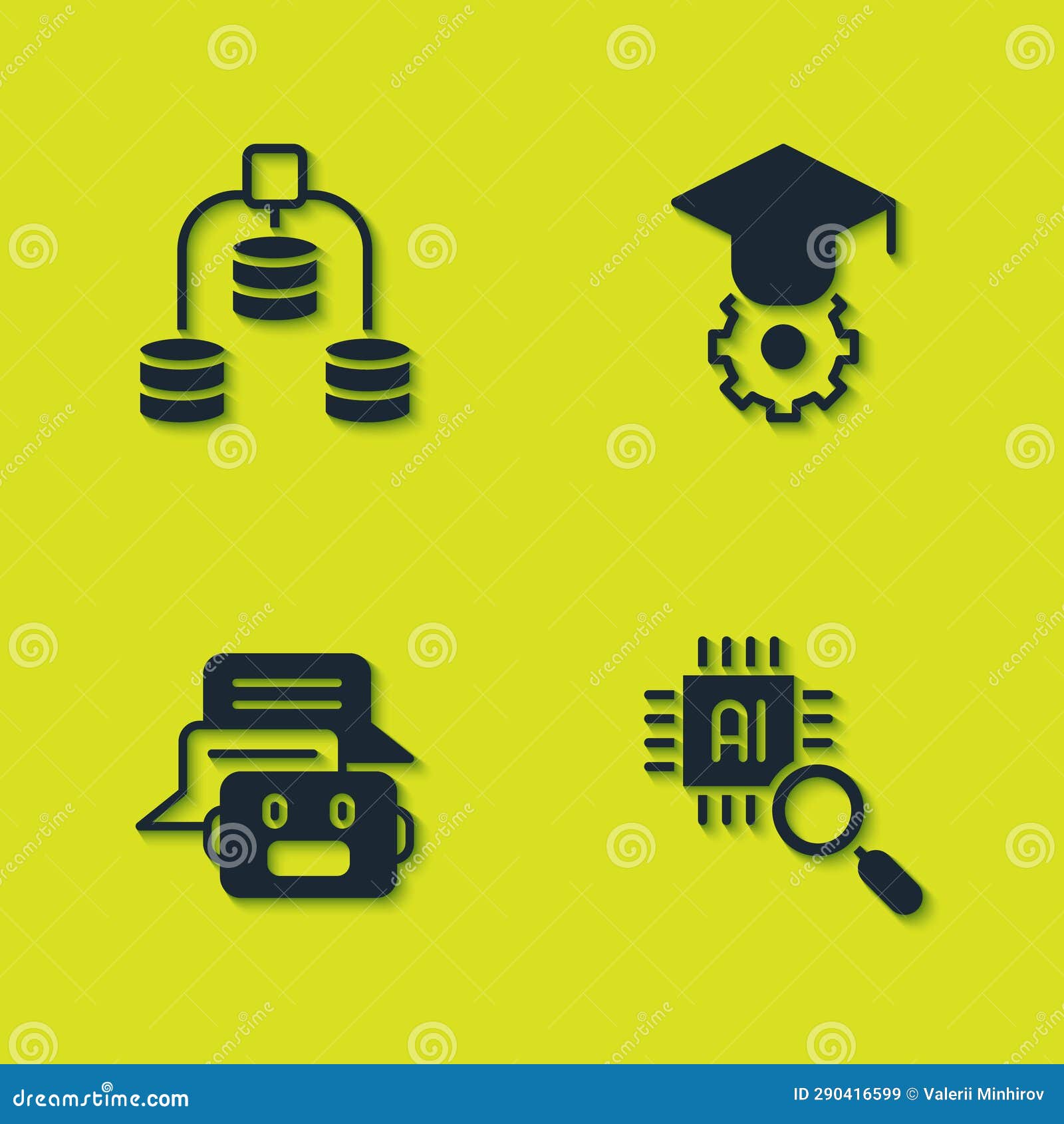 Set Server, Data, Processor CPU, Chat Bot and Graduation Cap Icon ... Set Server, Data, Processor CPU, Chat Bot and Graduation Cap Icon ...