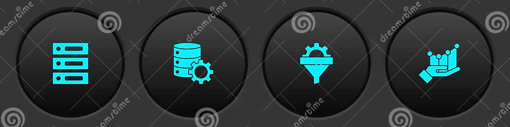 Set Server, Data, Web Hosting, and Gear, Sales Funnel with and Pie ...