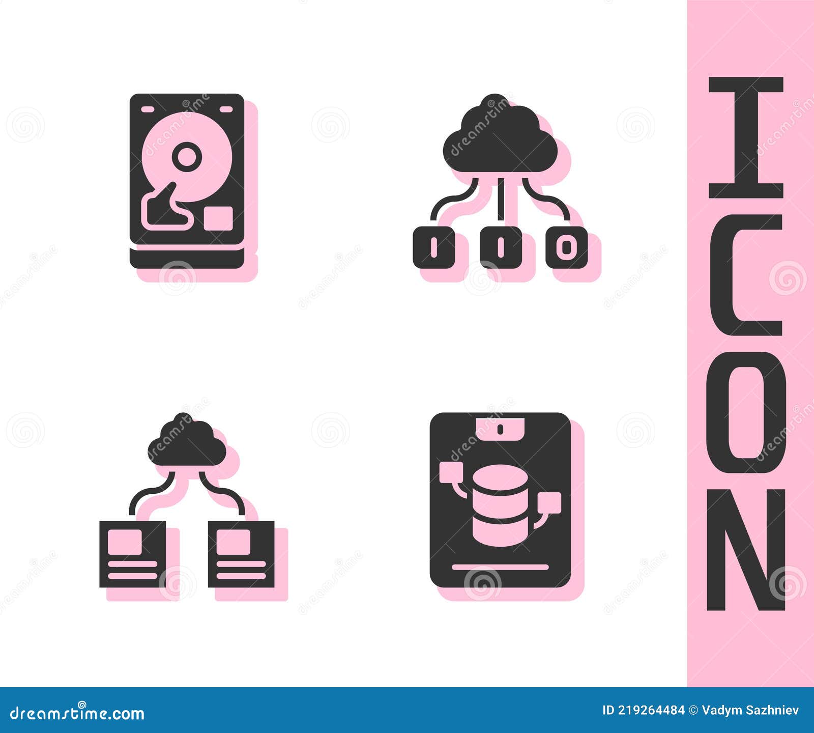 Set Server Data Web Hosting Hard Disk Drive Hdd Cloud Technology