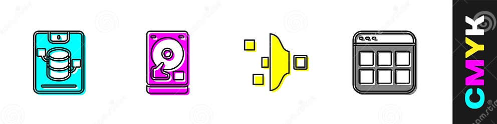 Set Server Data Web Hosting Hard Disk Drive Hdd Filter Setting And Browser Files Icon