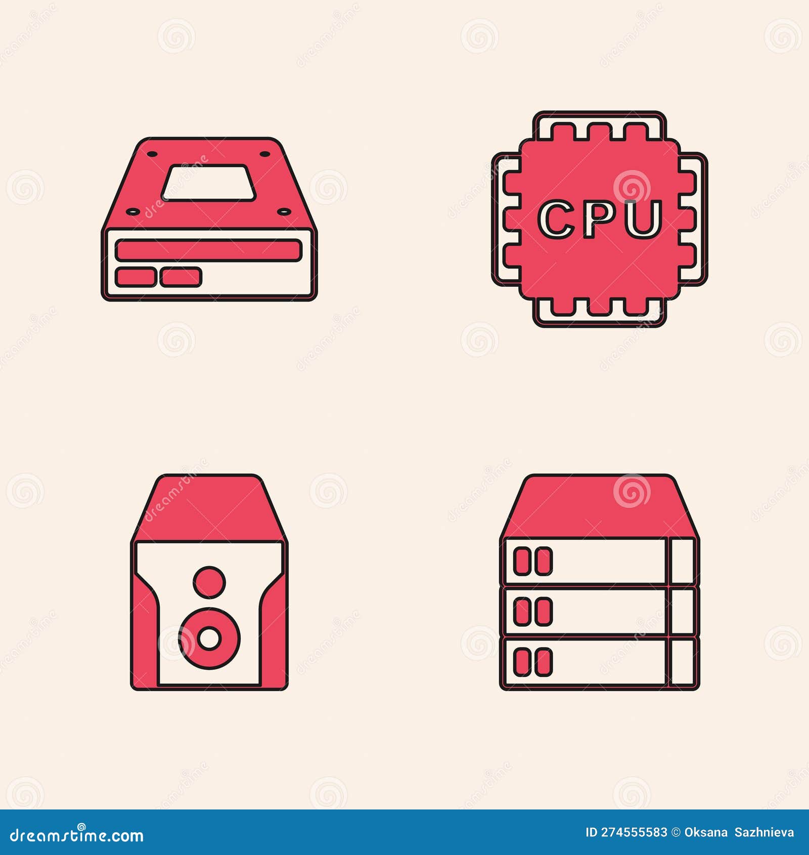 Set Server, Data, Web Hosting, Optical Disc Drive, Processor with CPU and Uninterruptible Power ...