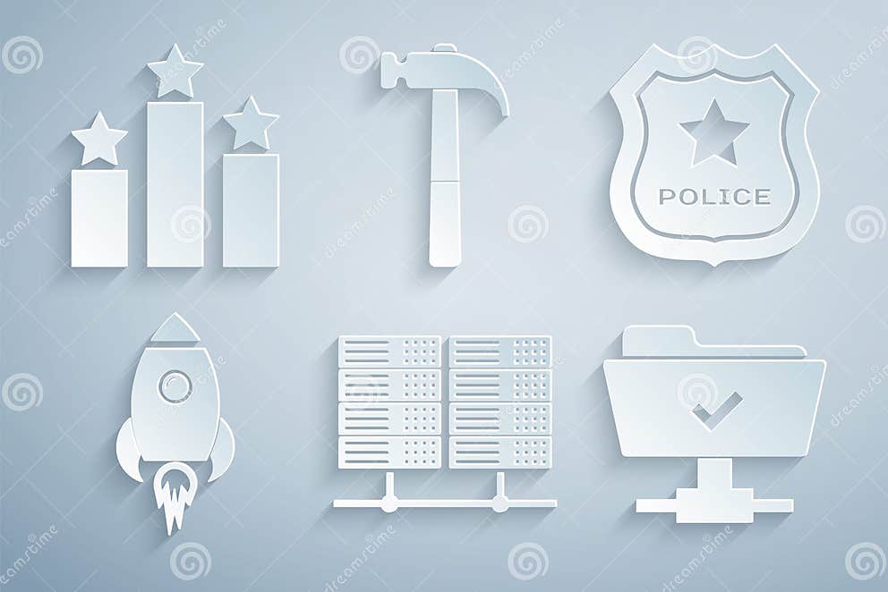 Set Server, Data, Web Hosting, Police Badge, Rocket Ship with Fire, FTP ... Set Server, Data, Web Hosting, Police Badge, Rocket Ship with Fire, FTP ...