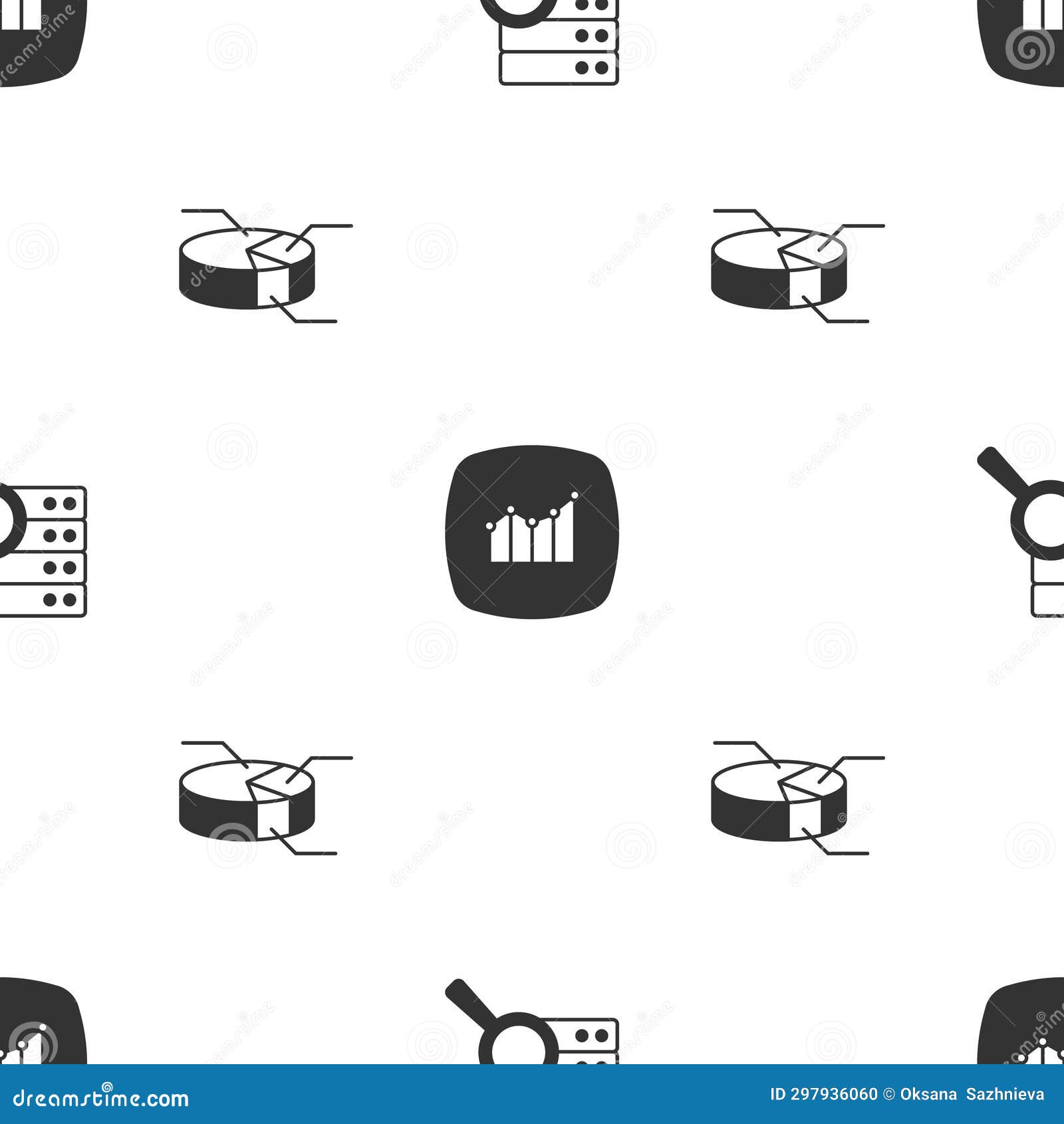 Set Server, Financial Growth and Pie Chart Infographic on Seamless Pattern. Vector Stock ...