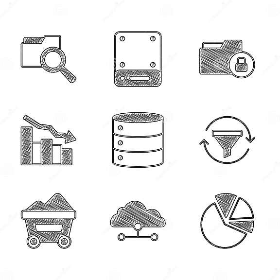 Set Server, Network Cloud Connection, Pie Chart Infographic, Sales Funnel with, Coal Mine ...