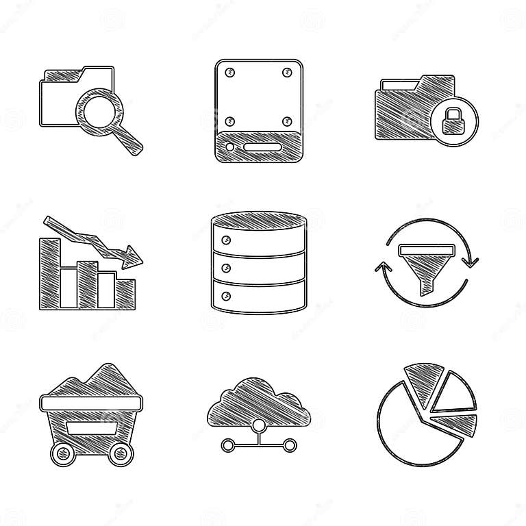 Set Server, Network Cloud Connection, Pie Chart Infographic, Sales Funnel with, Coal Mine ...