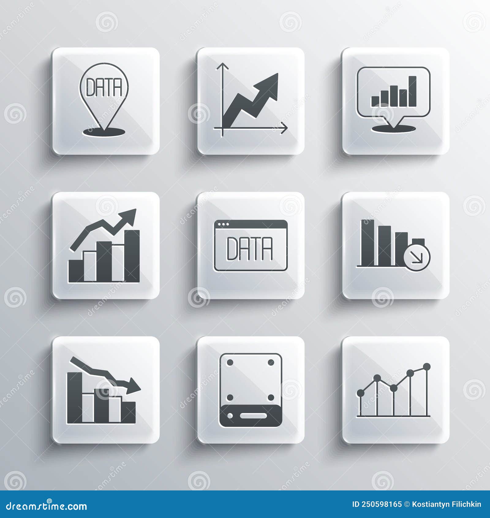 Set Server, Pie Chart Infographic, Financial Growth Decrease, Data Analysis, and Icon. Vector ...