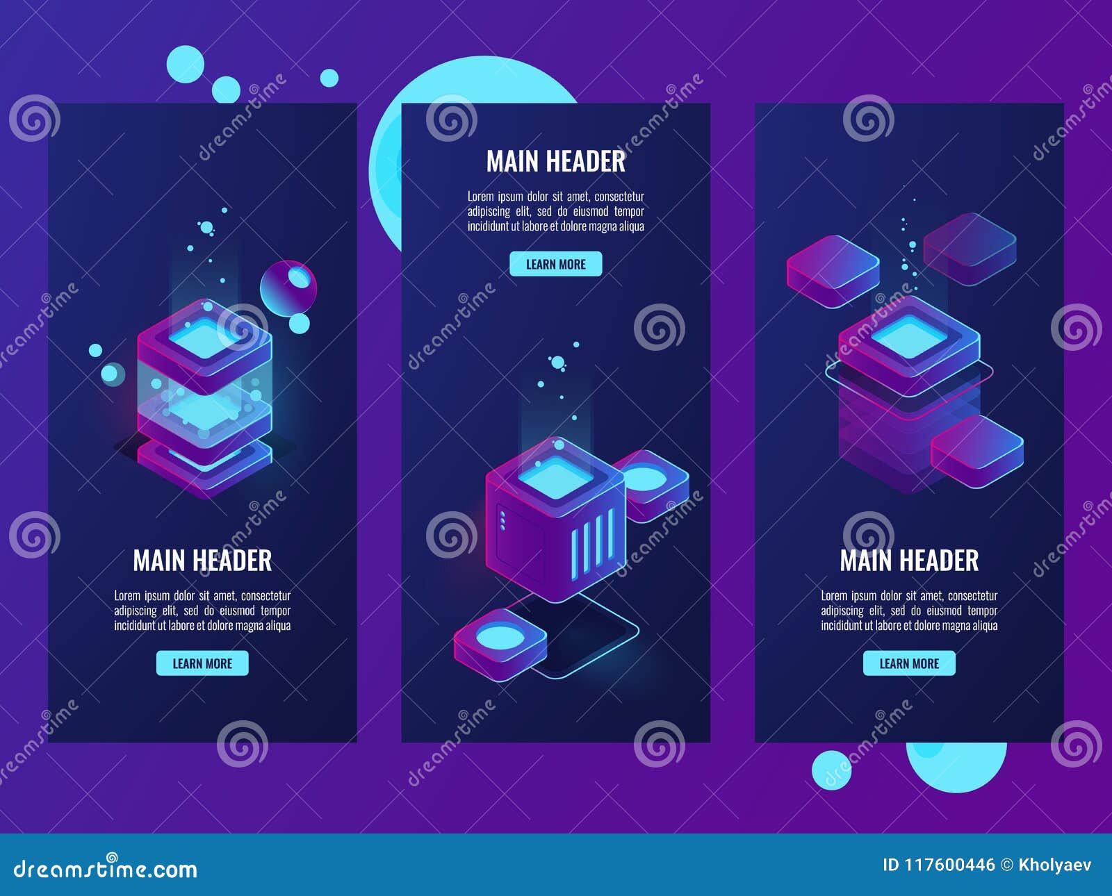 Set of Server Room and Digital Technology Banners, Server Room ...