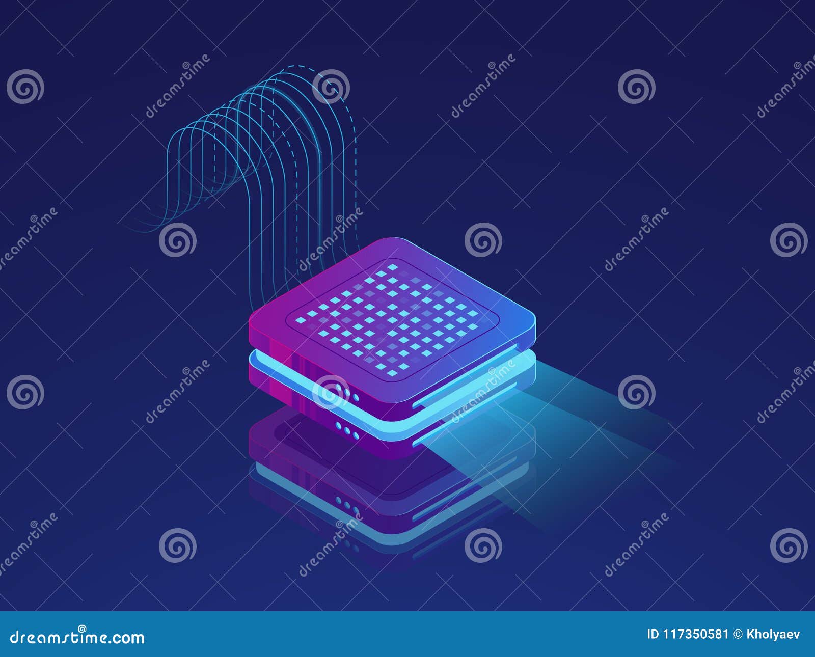 Set Of Server Room Icons, Data Center And Database, Futuristic Data ...