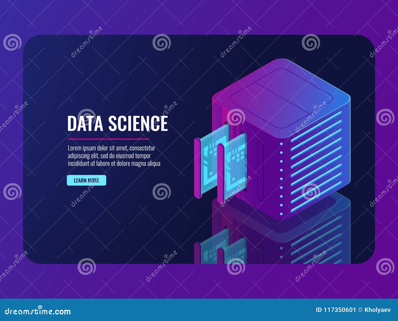 Set of Server Room Icons, Data Center and Database, Futuristic Data ...