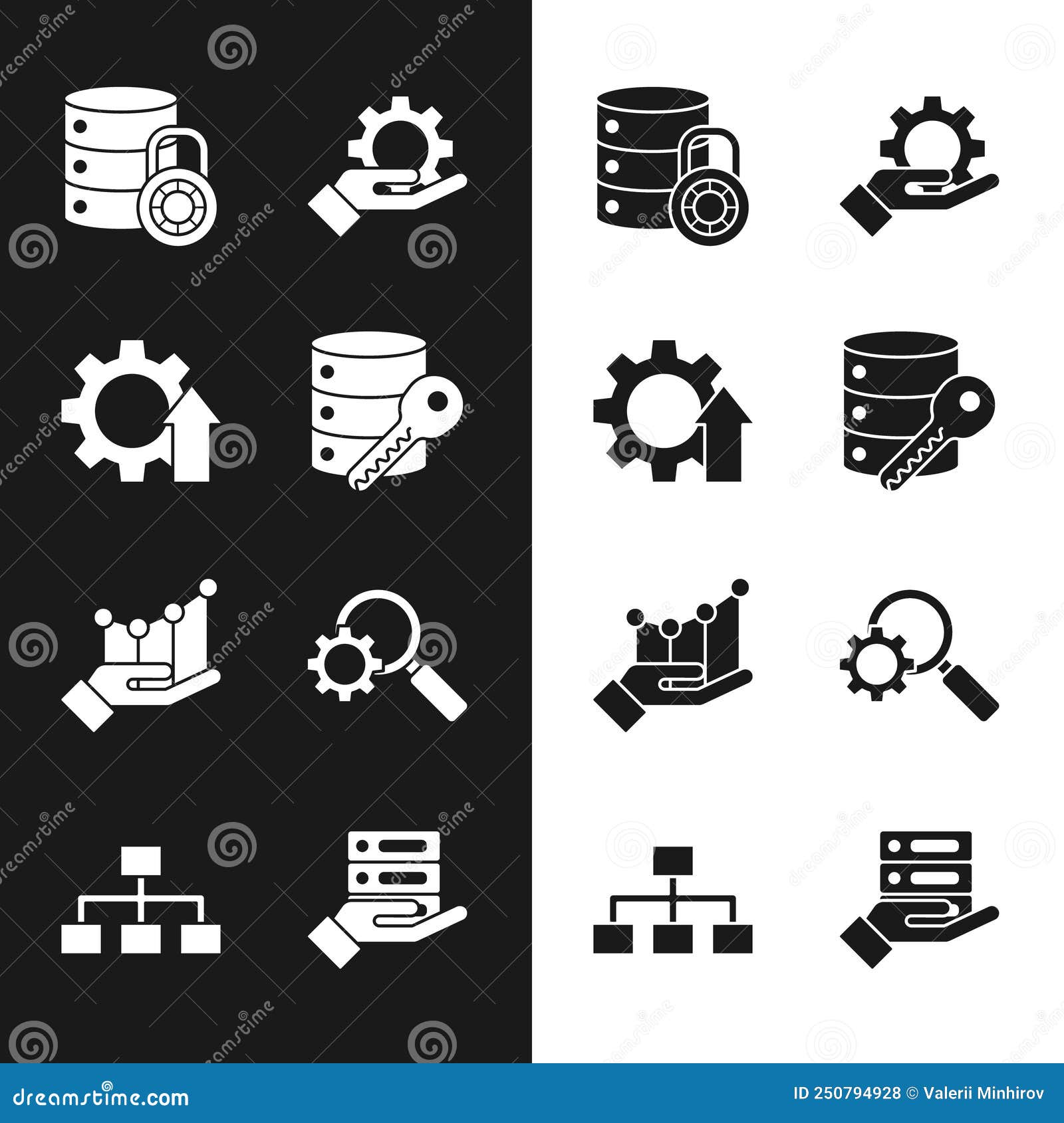 Set Server Security with Key, Arrow Growth Gear, Lock, Hand Settings ...