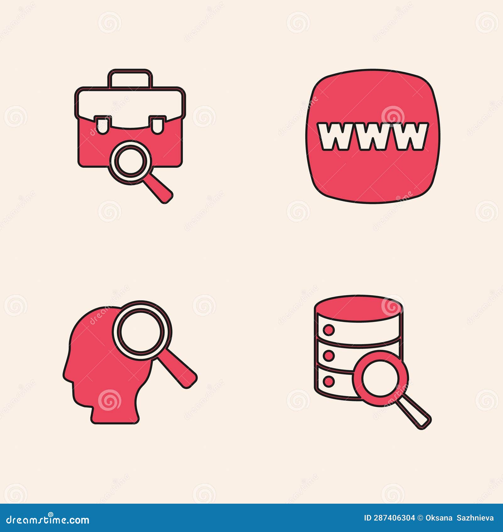 Set Server, Work Search, Website Template and Search People Icon ...