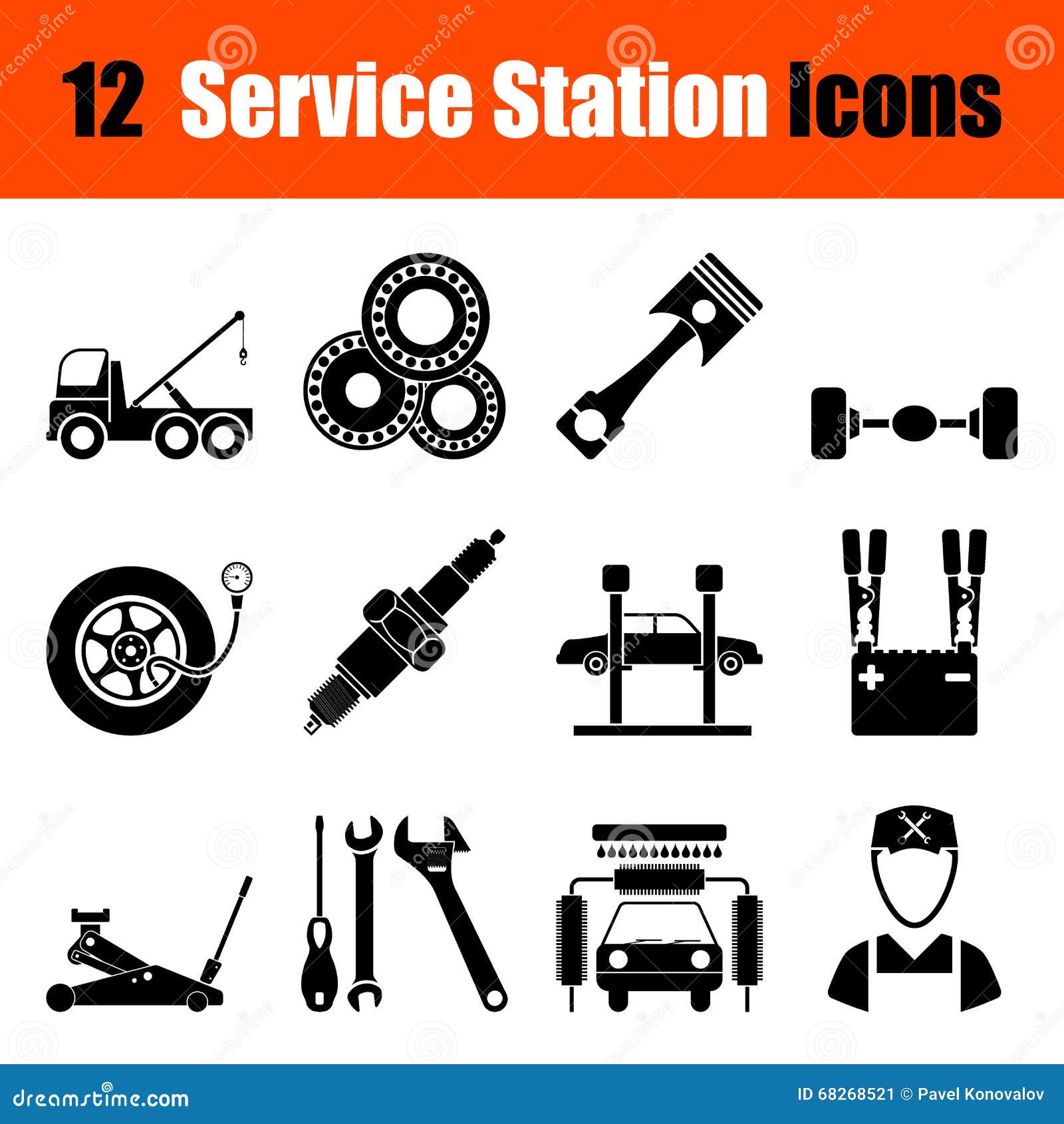Set of Service Station Icons Stock Vector - Illustration of pictogram ...