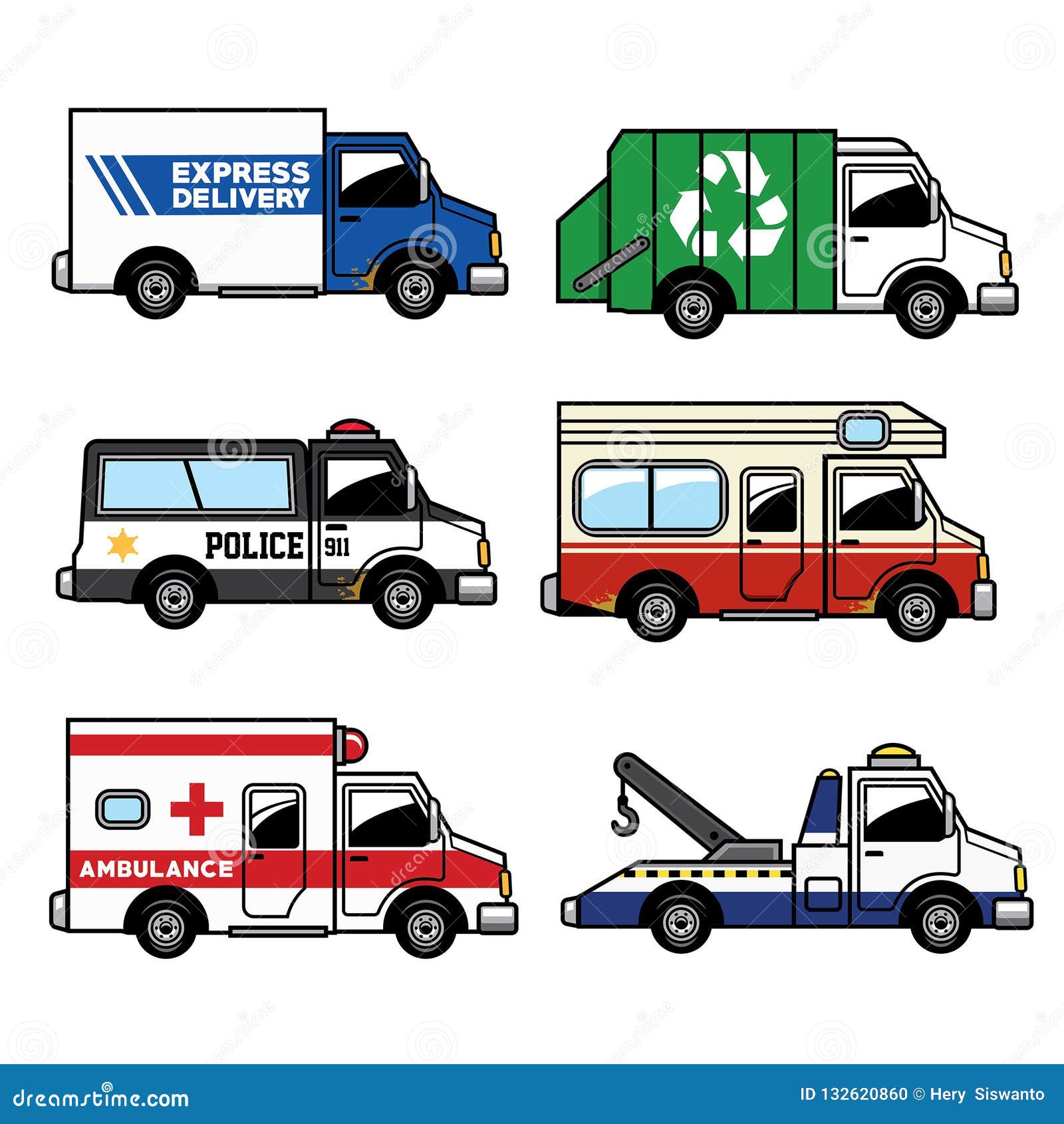Set of service truck stock vector. Illustration of transportation ...