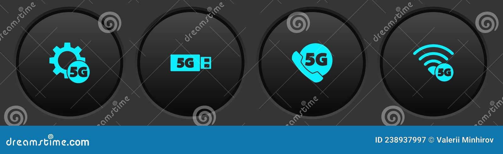 Set Setting 5G Network, Modem, Phone with and Icon. Vector Stock ...