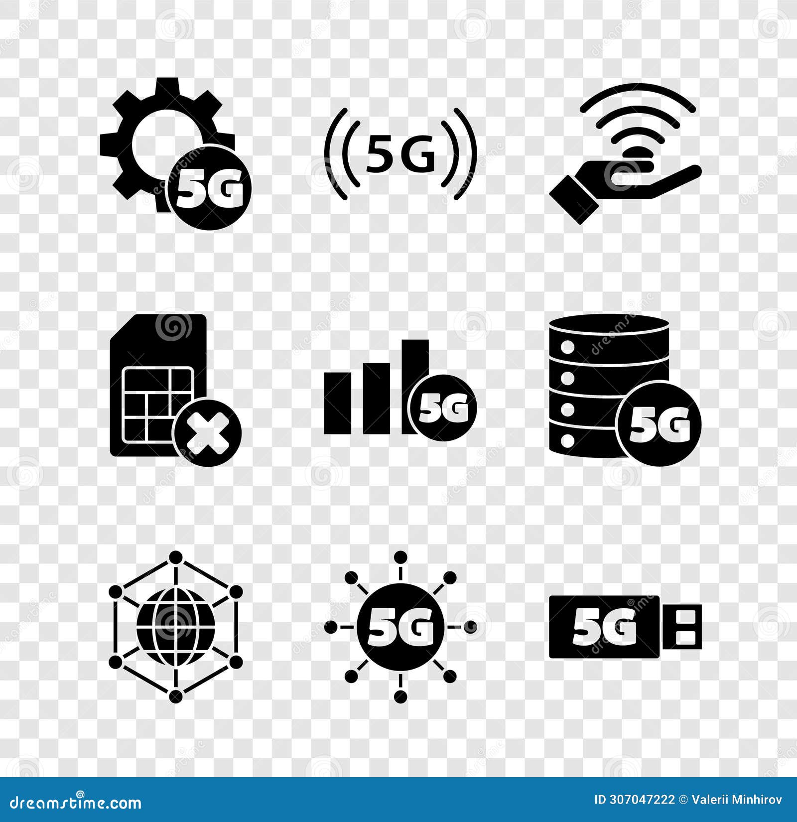 Set Setting 5G Network, Social, Modem, Sim Card Rejected and Icon ...