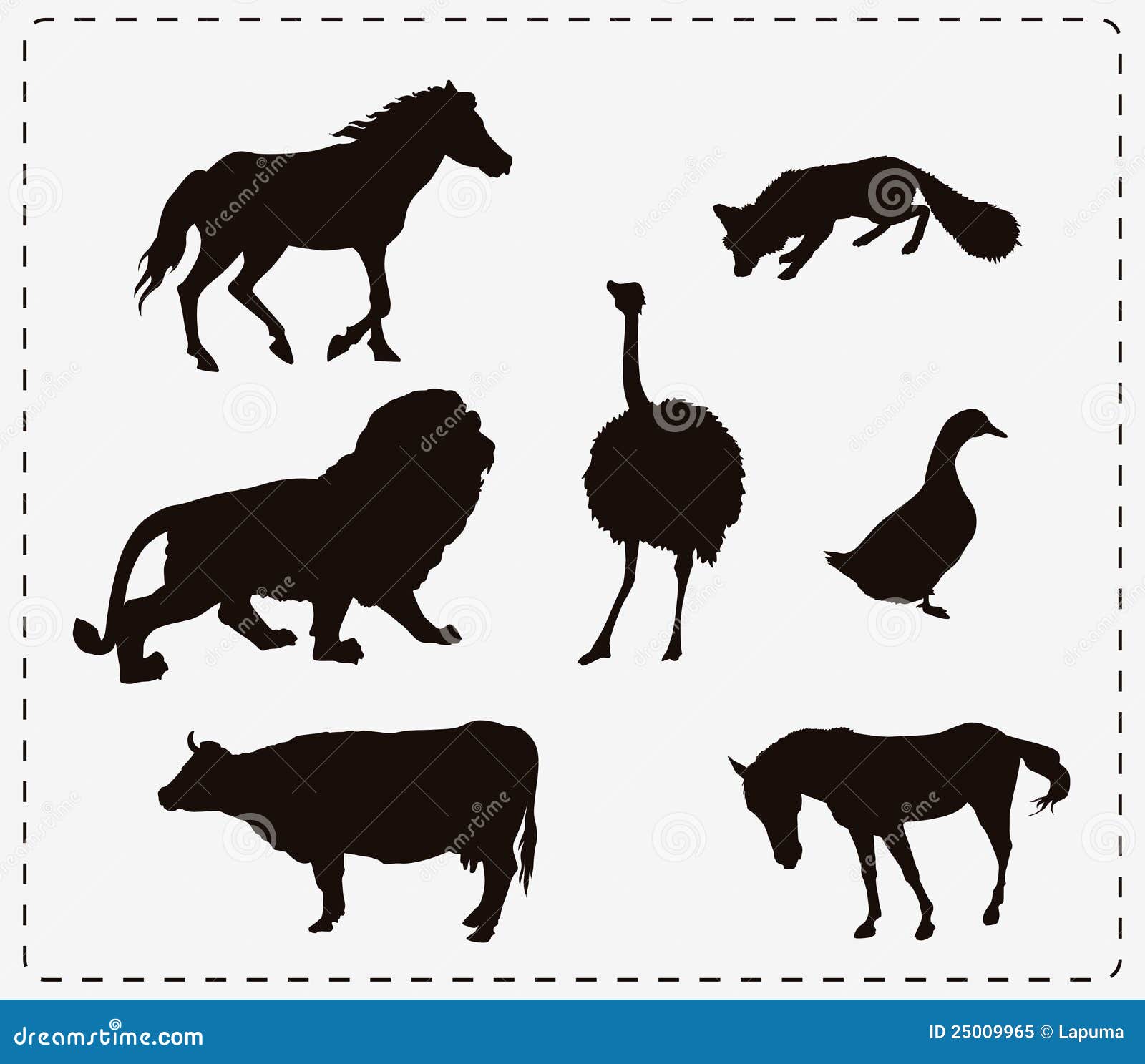 Set of seven animals stock vector. Illustration of goose - 25009965