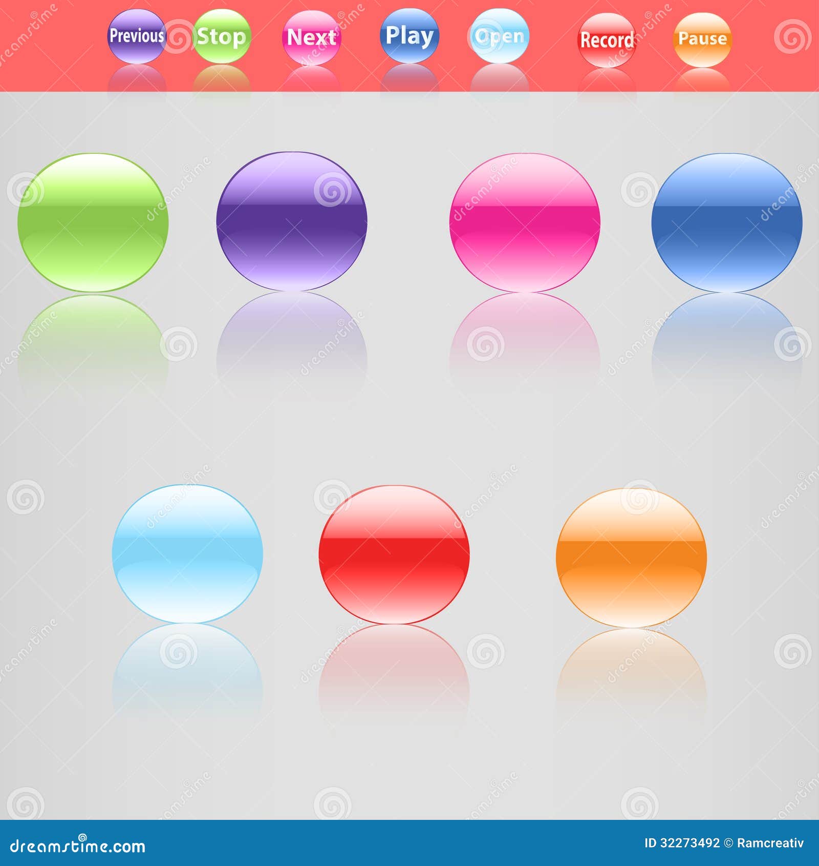 Set of Seven Beautiful Buttons in Different Colors Stock Vector ...