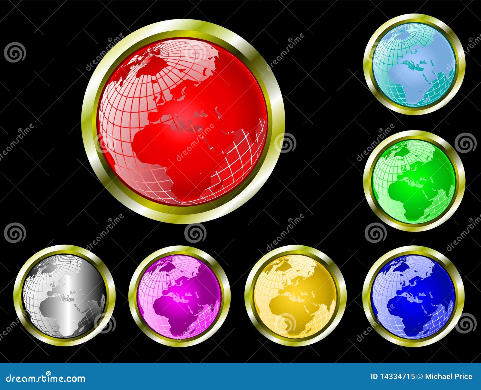 A Set of Seven Earth Globe Web Buttons Stock Vector - Illustration of ...
