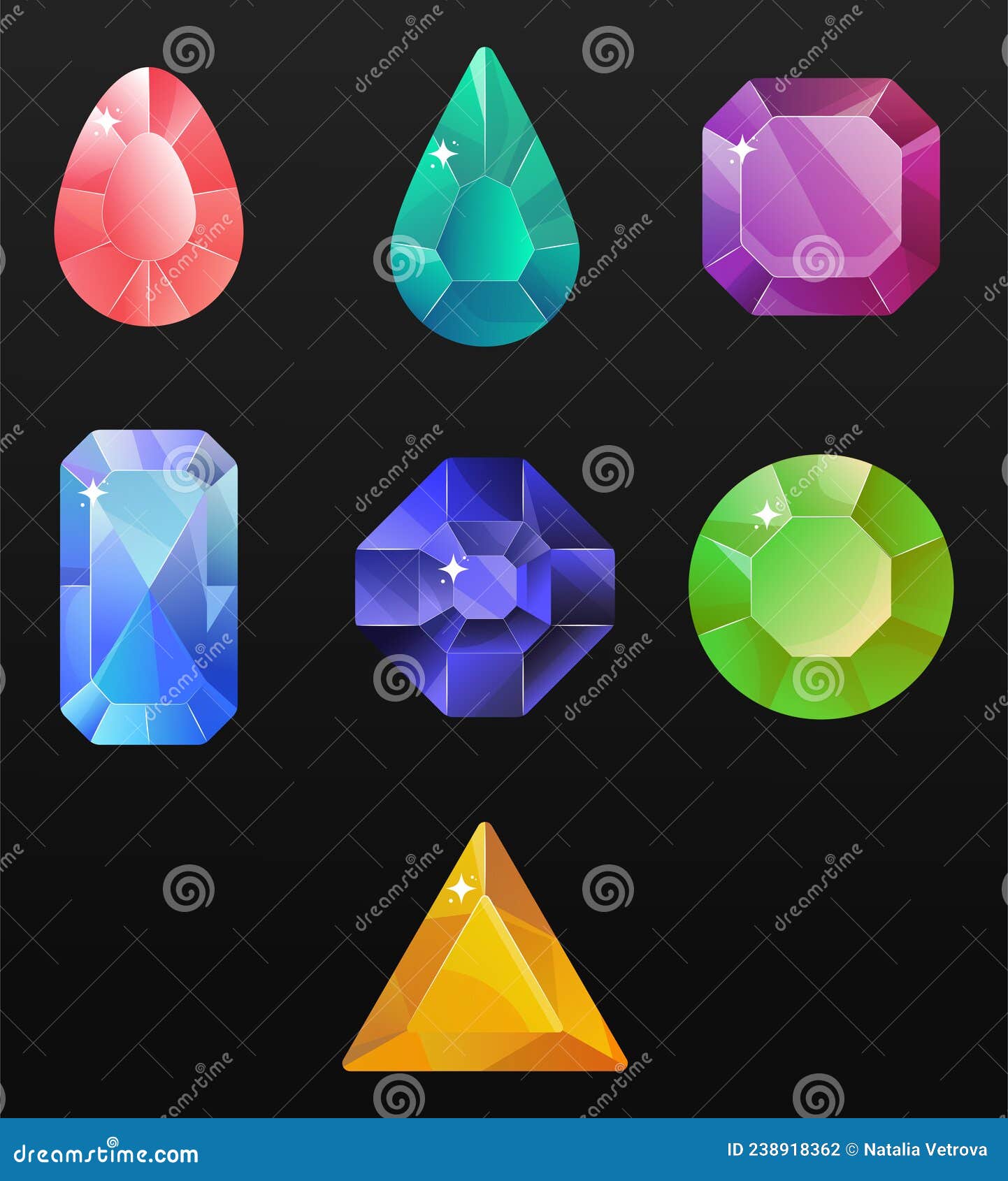 Set of Seven Elements with Spheres for Game Design. Stock Vector ...