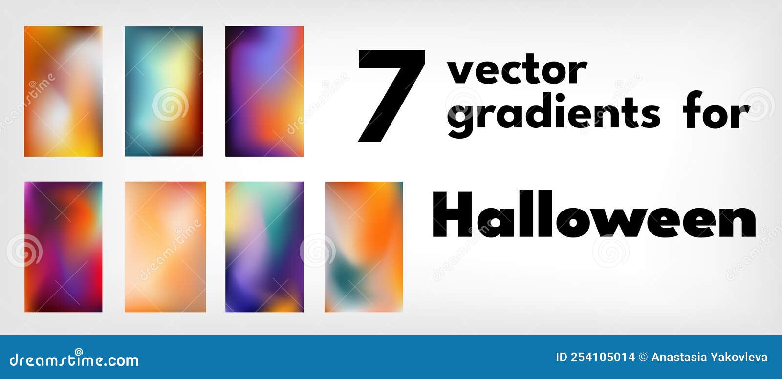 A Set of Seven Gradients for Halloween, Orange-blue-purple.Complex ...