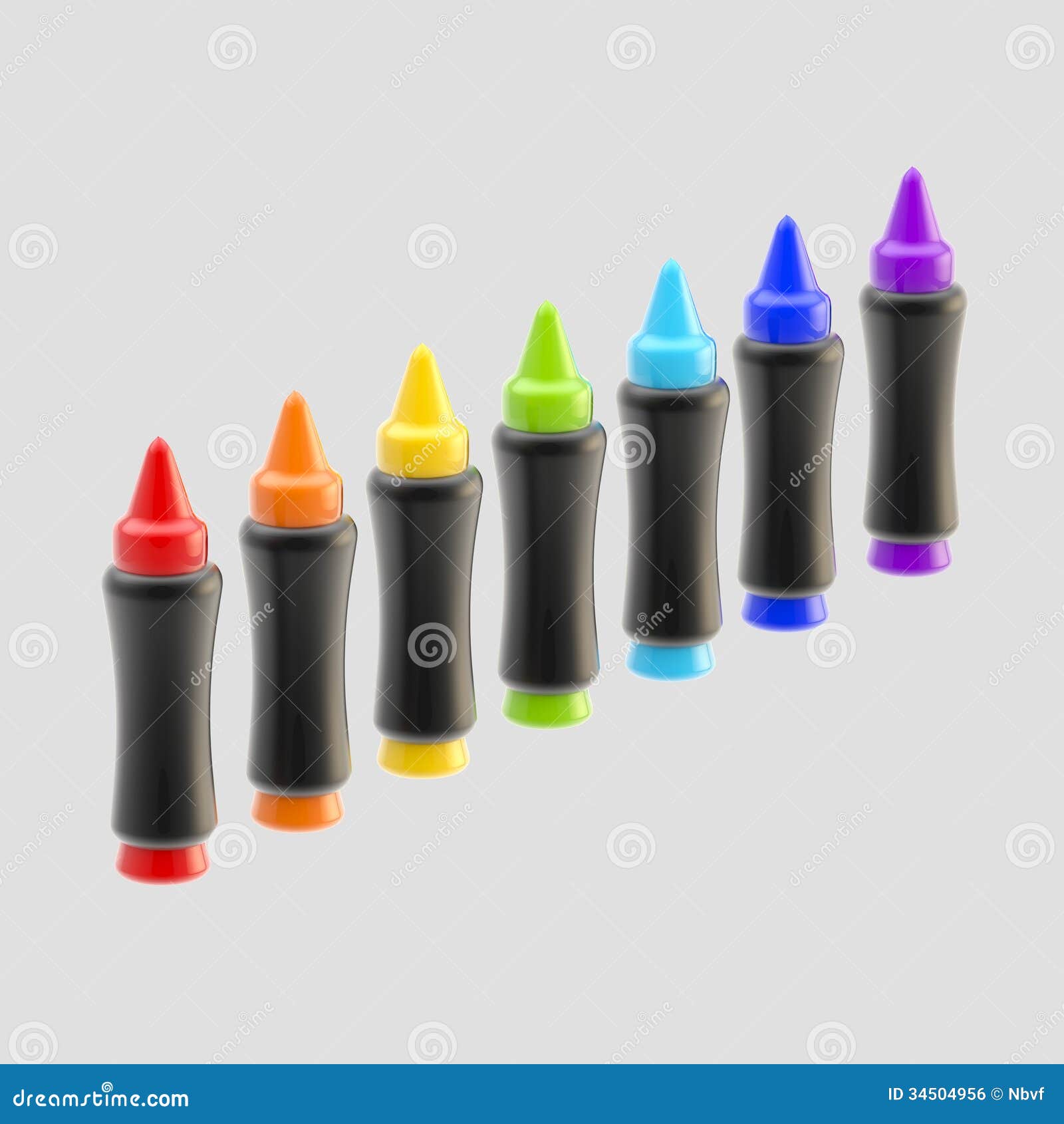 Set of Seven Rainbow Colored Wax Crayons Isolated Stock Illustration ...