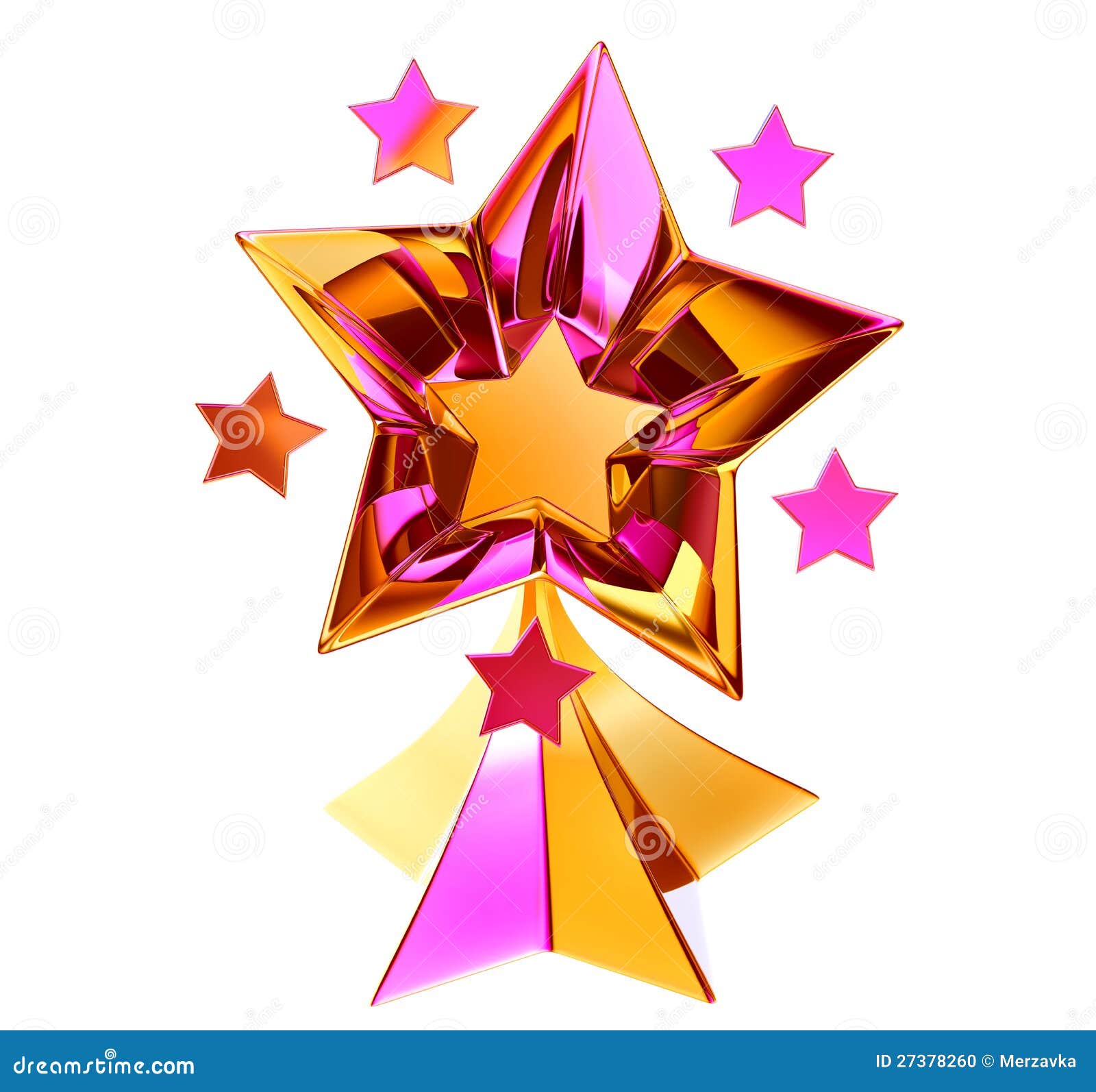 Set of Seven Shiny Gold Stars in Motion Stock Illustration ...