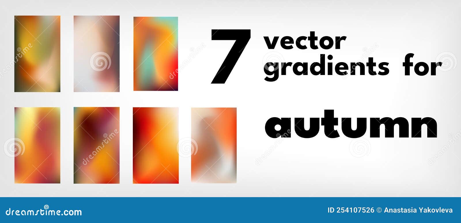A Set of Seven Warm Autumn Gradients. Complex Gradient of Different ...