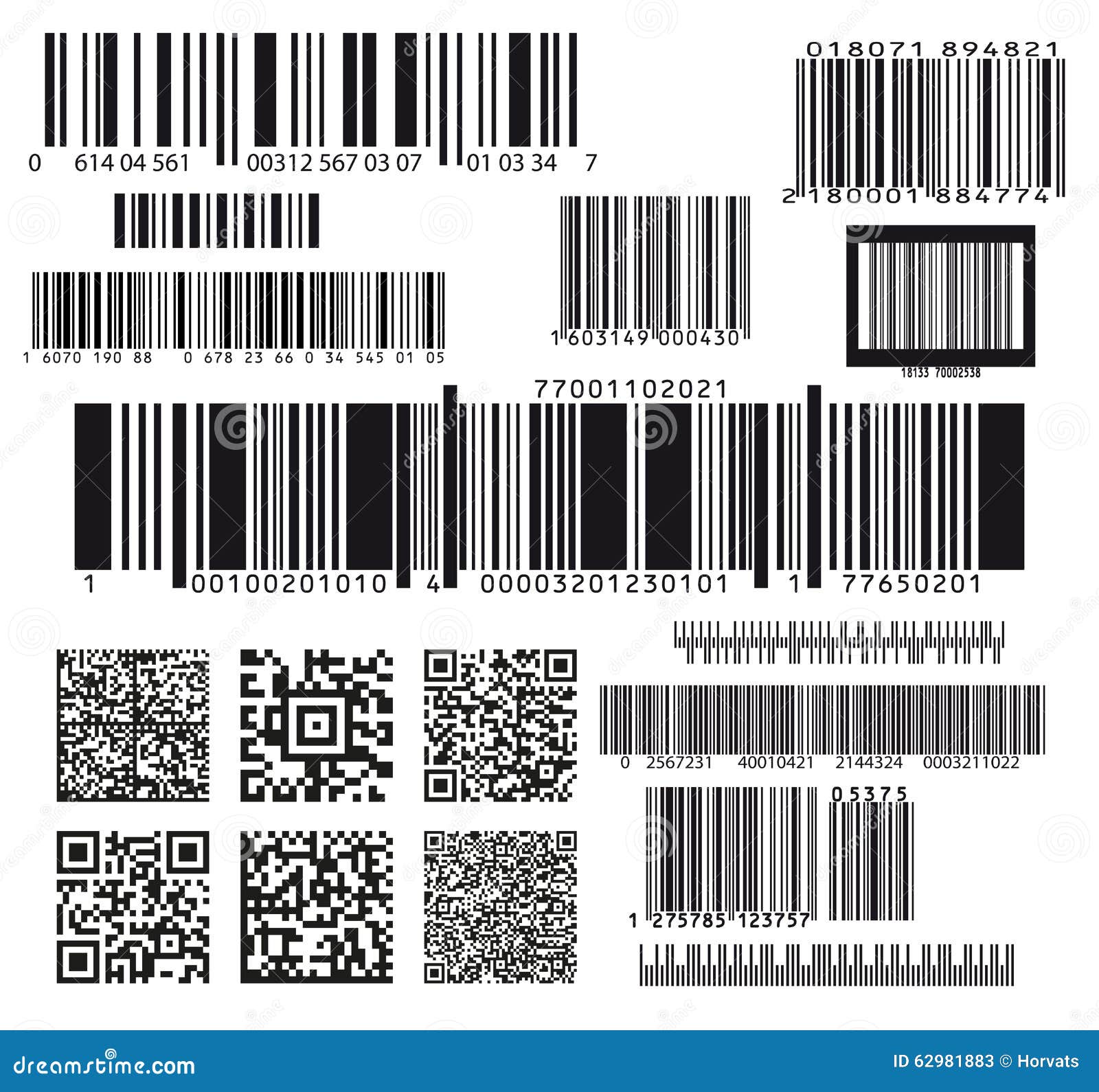 Barcodes Vector Set. Flat Vector Illustration In Black On White ...