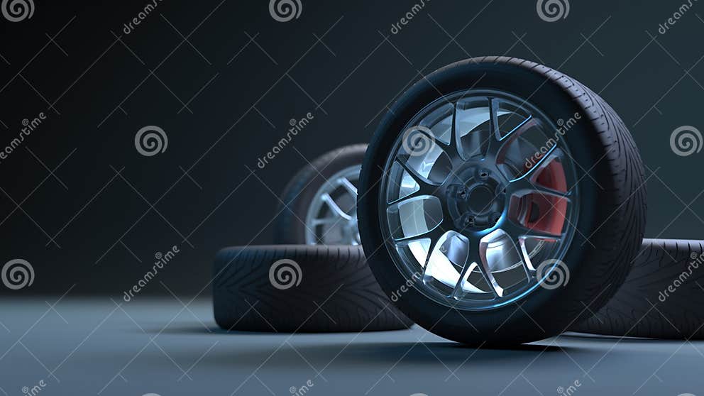 Set of Several Auto Wheels Side View Stock Illustration - Illustration ...