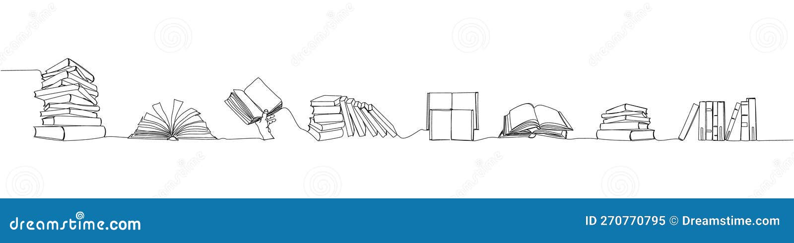 A Set of Several Books of Different Sizes, Angles One Line Art ...