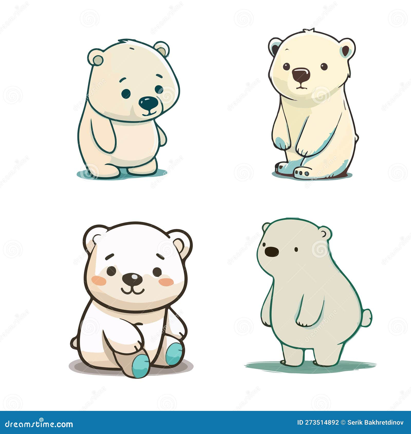 Set of Several Cartoon Polar Bear Cubs. for Your Design Stock Vector ...