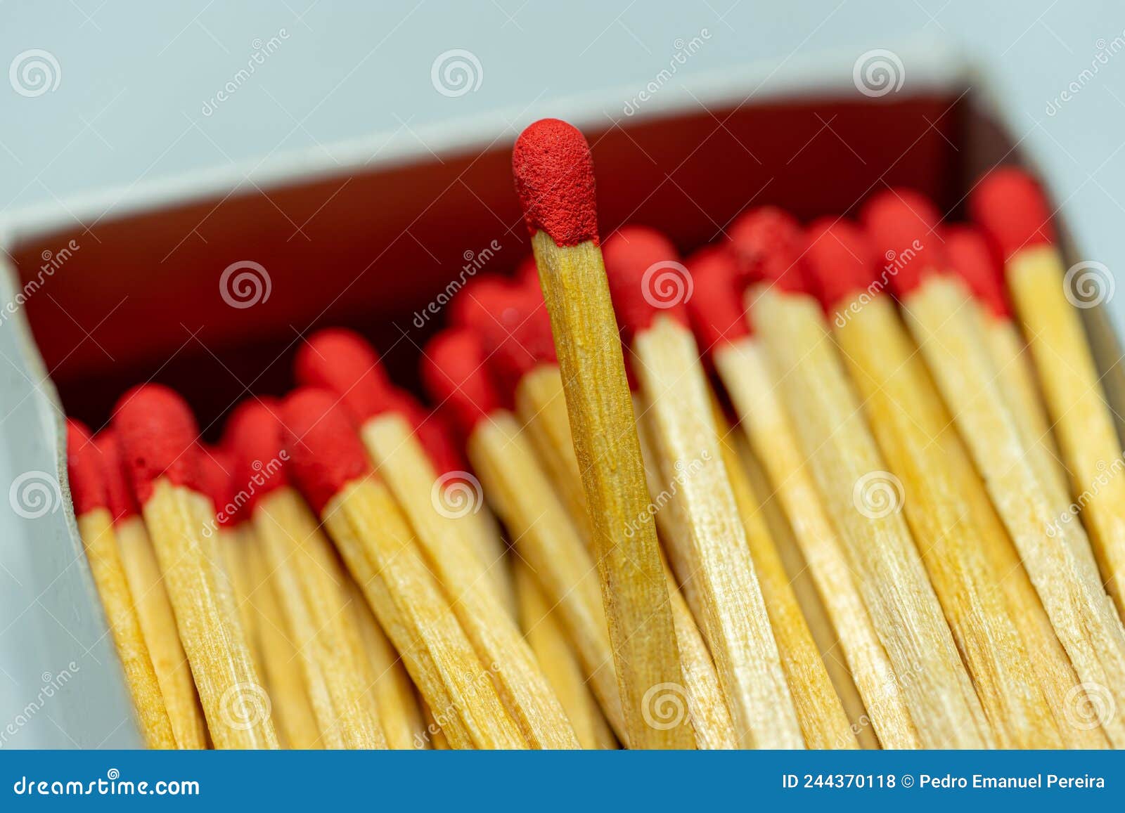 Set of Several Defocused Red-headed Matchsticks with One Red-headed ...