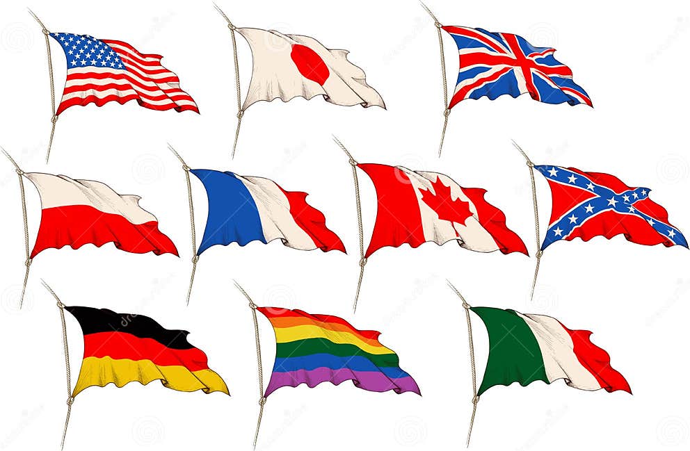 Several different flags stock illustration. Illustration of national ...