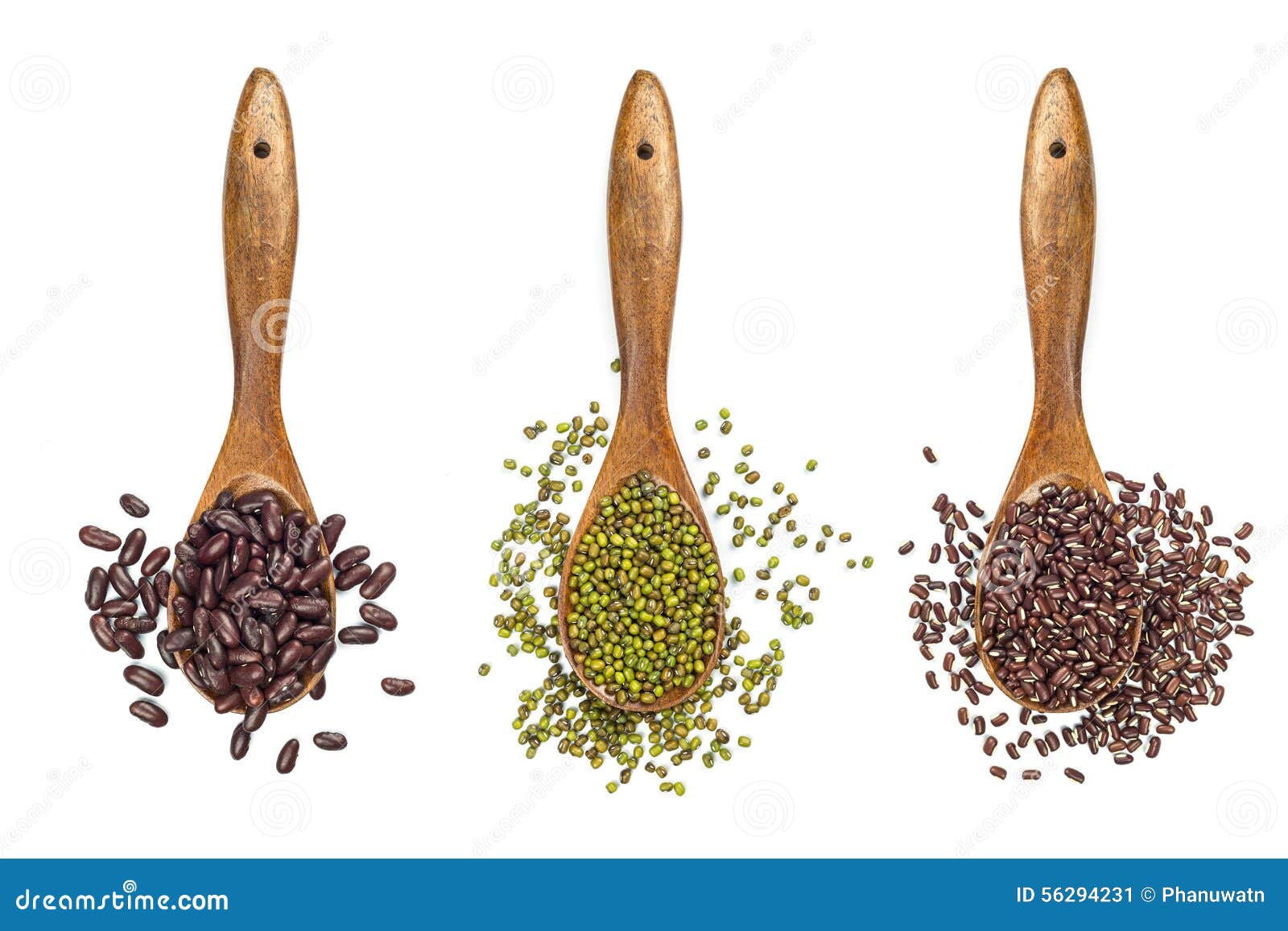 Set of Several Natural Grain in Wooden Spoon on White Stock Image ...